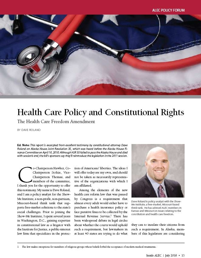 Health Care Policy and Constitutional Rights - American Legislative ...