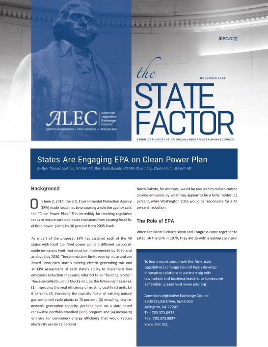 States are Engaging EPA on Clean Power Plan - American Legislative ...